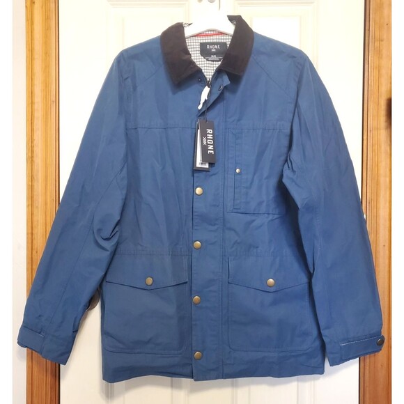 Medium | Jackets & Coats | Mens Rhone Car Coat Blue Commuter Button Zip ...
